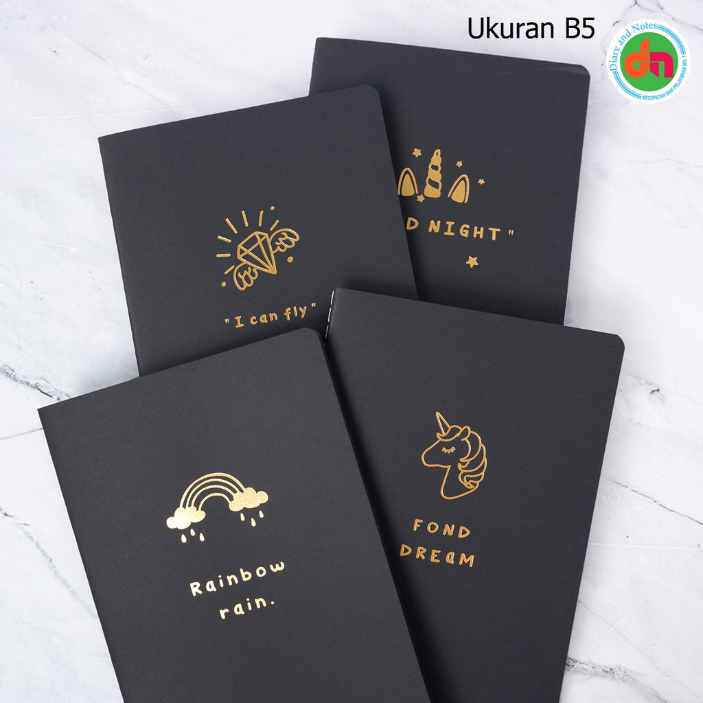 Jual Buku Notebook B5 Hitam Lucky Star Black Paper Plain Notebook Bagus ...