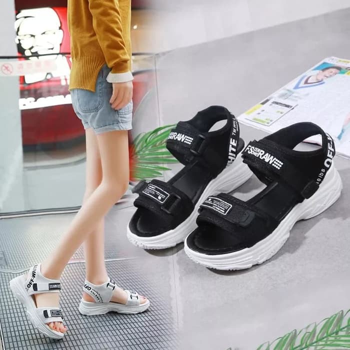 Jual SANDAL WANITA/SENDAL GUNUNG BD.01 HITAM/PUTIH | Shopee Indonesia