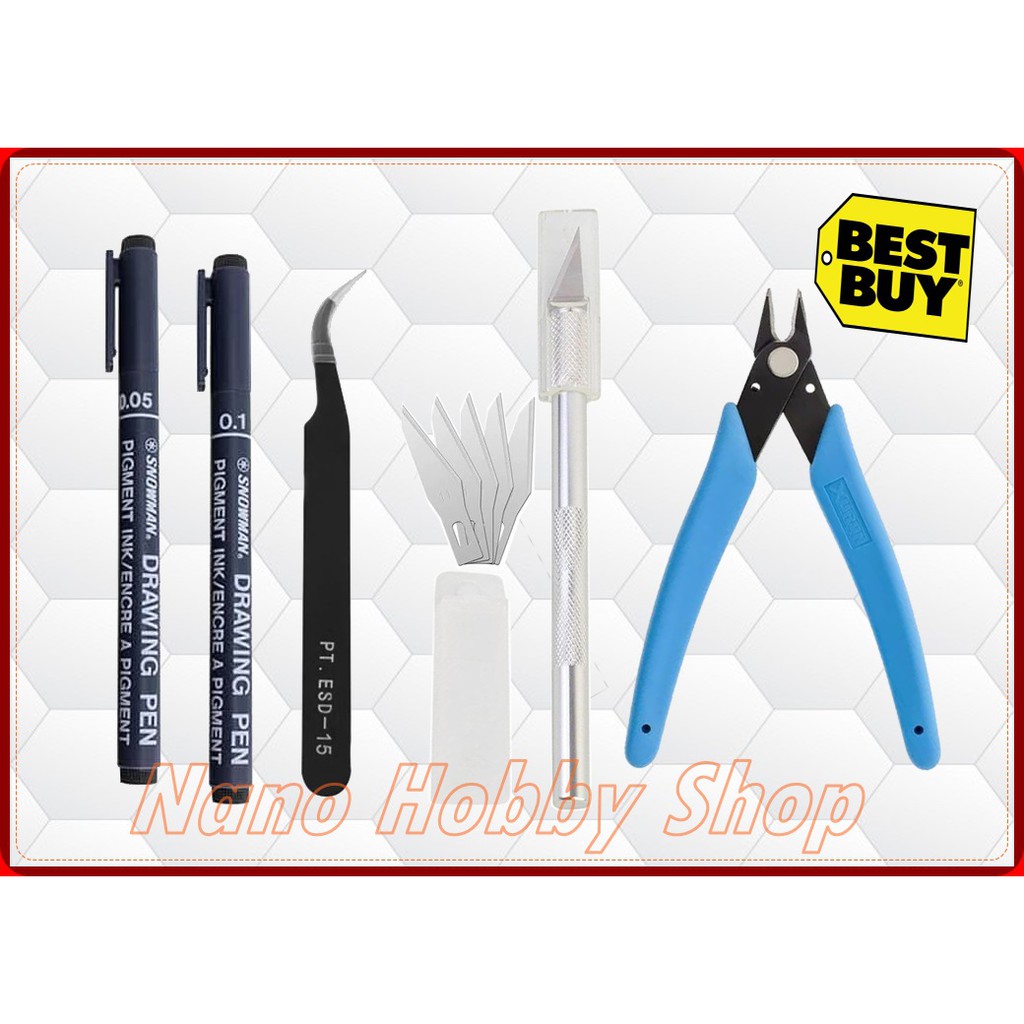 Paket Mini Set Tool Kit Gundam Gunpla Tang Pinset Lining Pen Knife ...