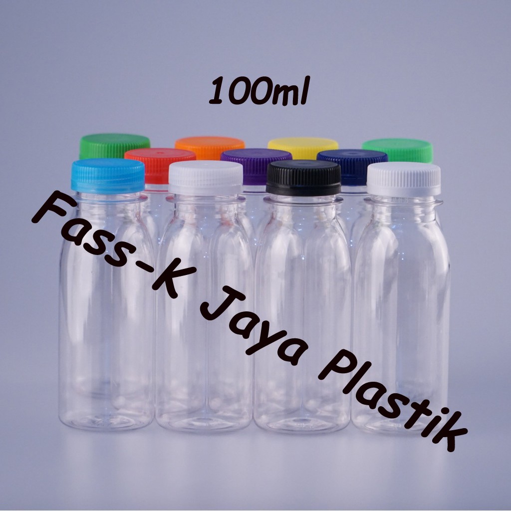 Jual Botol 100ml bening tutup segel hitam / botol zam zam / botol cuka ...