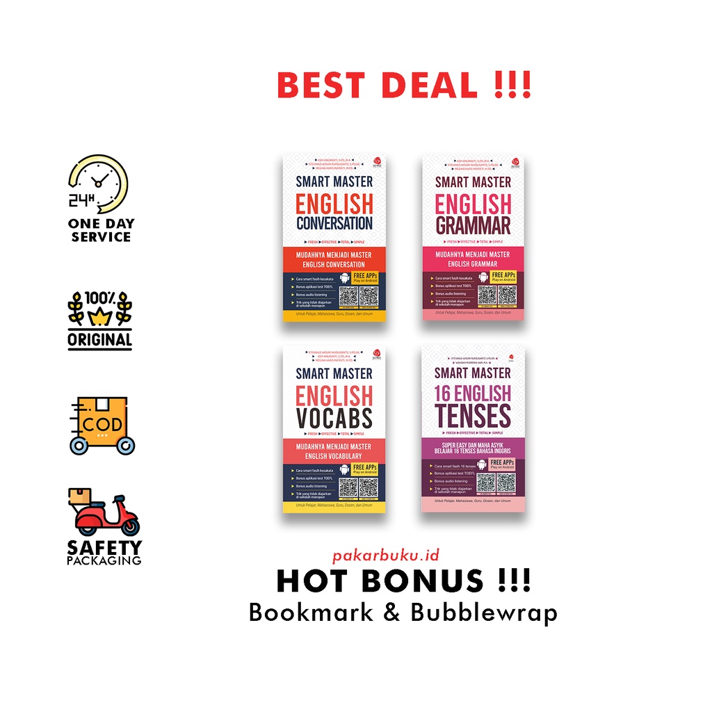 Jual BUKU ENGLISH SMART MASTER GRAMMAR TENSES VOCABULARY CONVERSATION SKILL BOOSTER CETAKAN ...