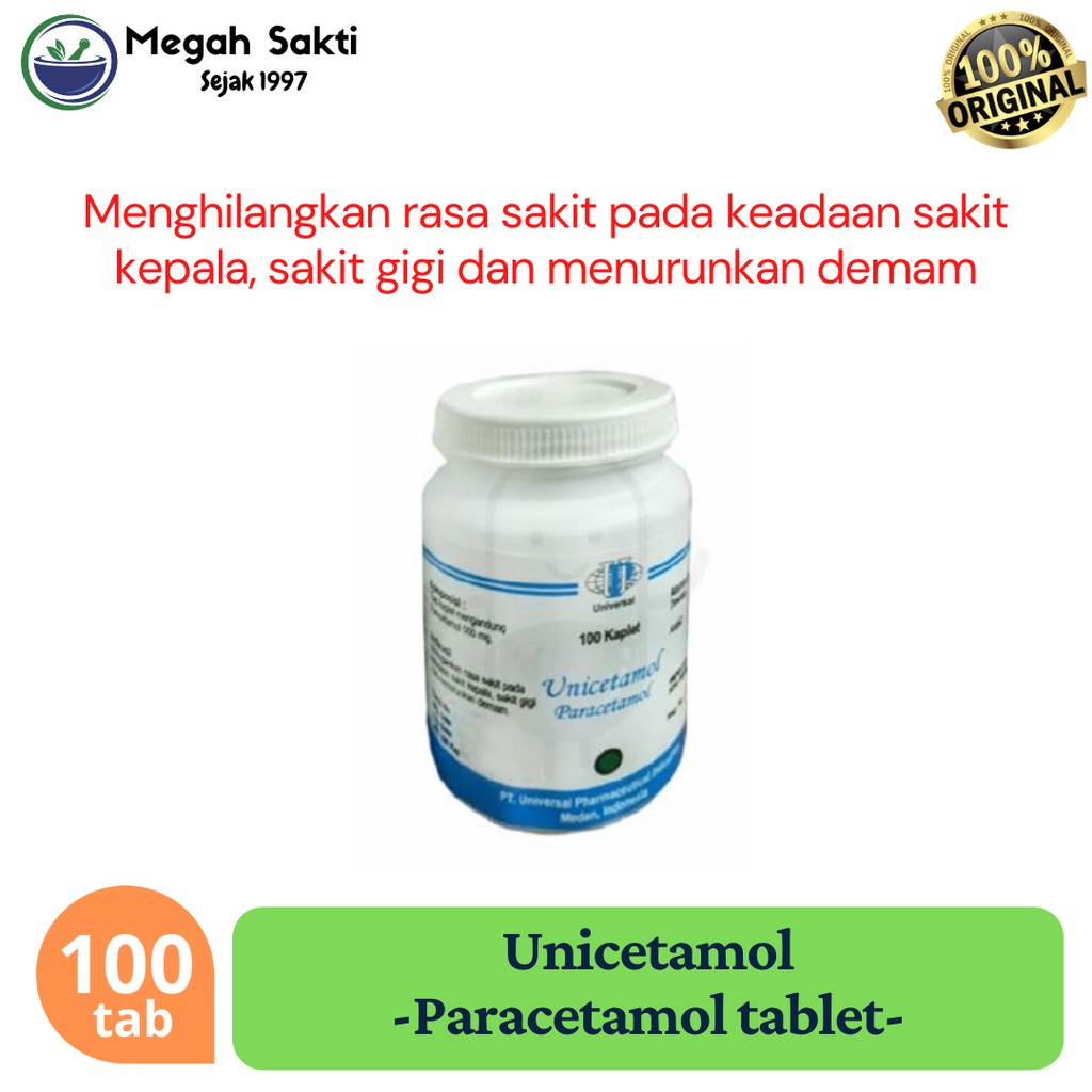 Jual Megah Sakti - Unicetamol Paracetamol 100 Kaplet Indonesia|Shopee ...