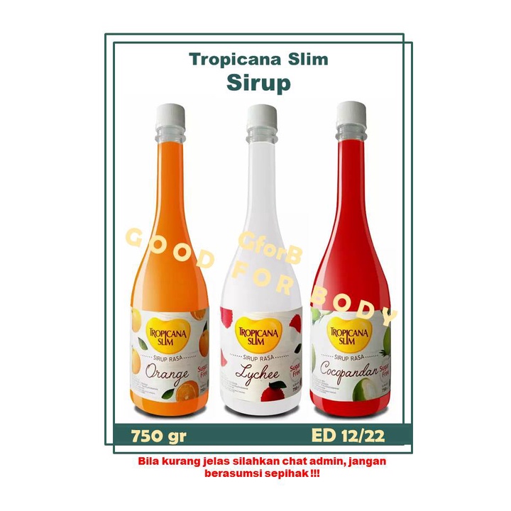 Jual Tropicana Slim Sirup Cocopandan Leci Orange 750 ml Syrup Diet Less ...