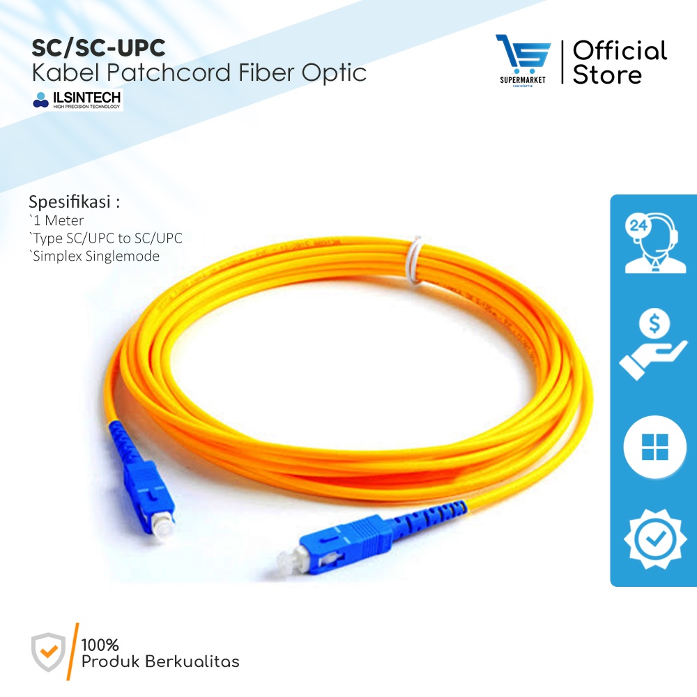 Jual Kabel Patch Cord Patchcord SC-UPC to SC-UPC Simplex SM 1 Meter Fiber Optic FTTH FO | Shopee ...