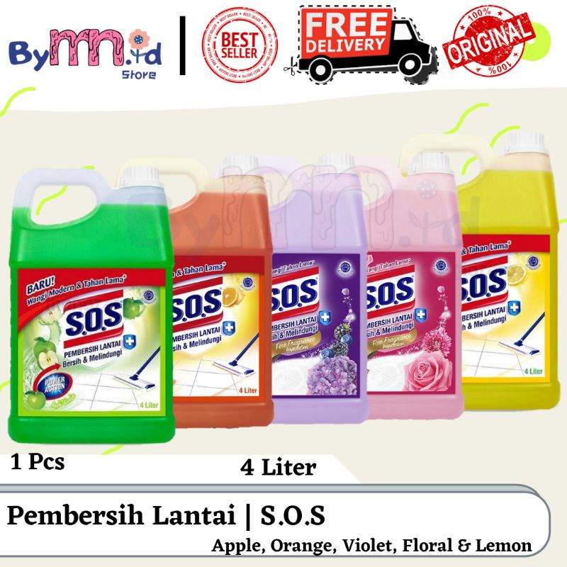 Jual PROMO SOS PEMBERSIH LANTAI 4L | SOS PEMBERSIH LANTAI 4 LITER EXP. 2024 | Shopee Indonesia