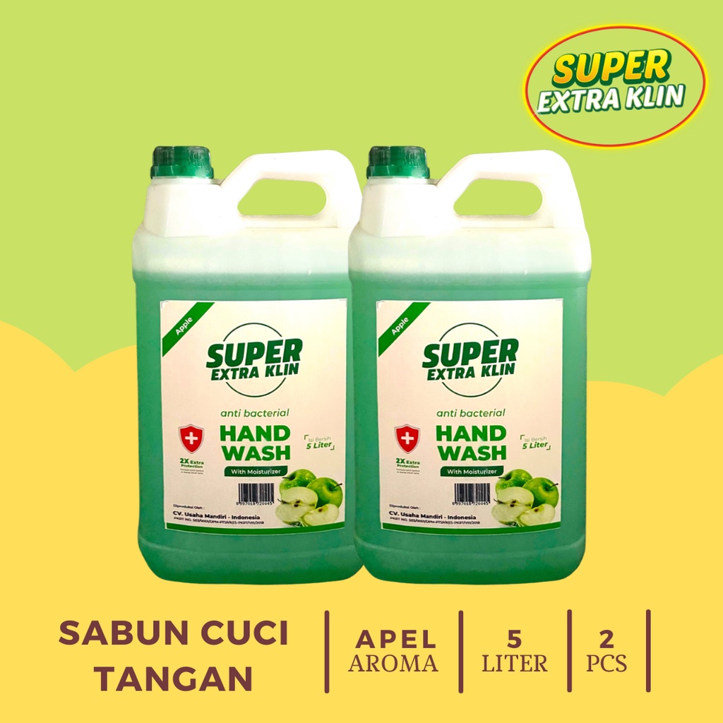 Jual SABUN CUCI TANGAN SUPER EXTRA KLIN JERIGEN 5 LITER APEL 2 PACK ...