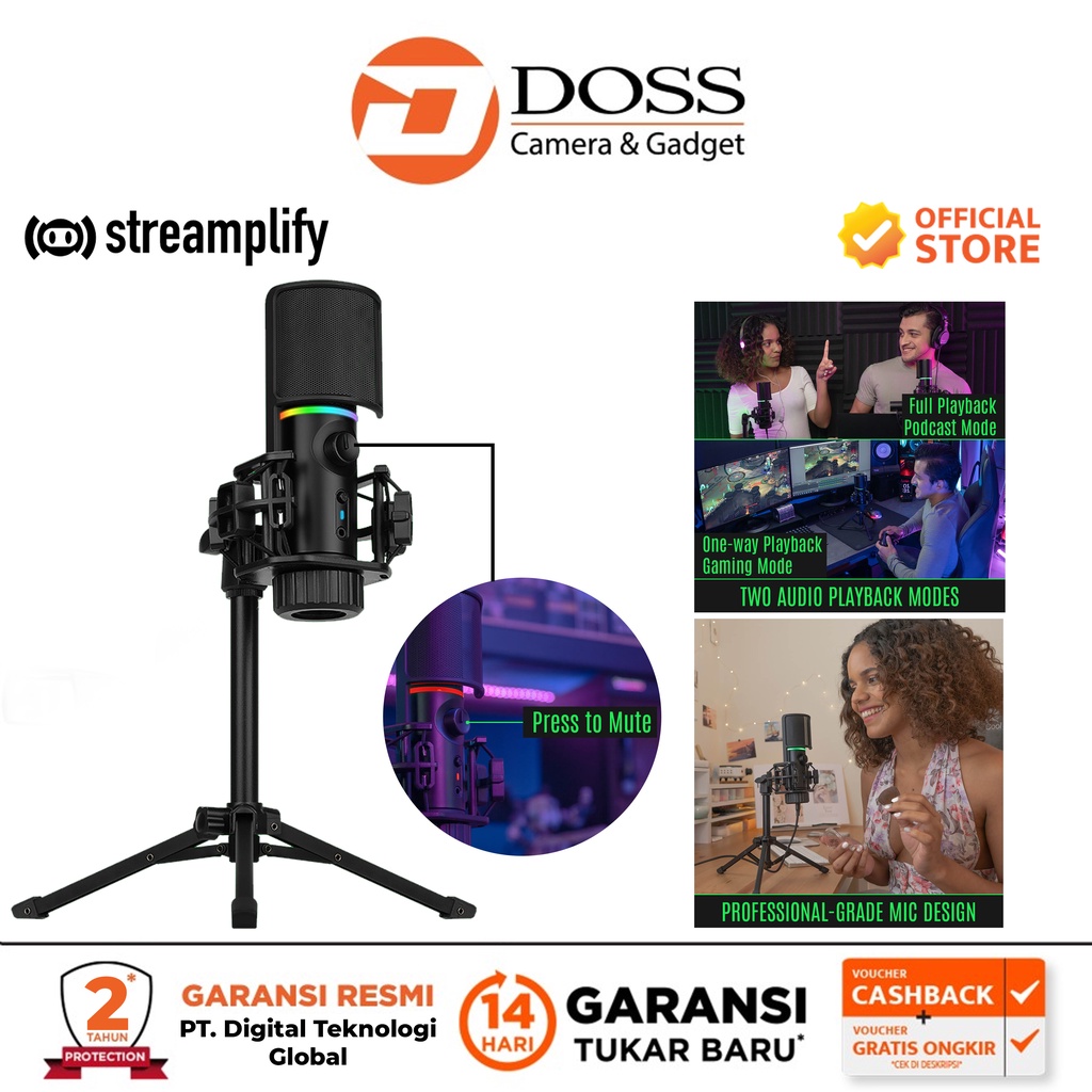 Jual Streamplify Mic Tripod - Mic Gaming RGB - Microphone RGB Indonesia ...