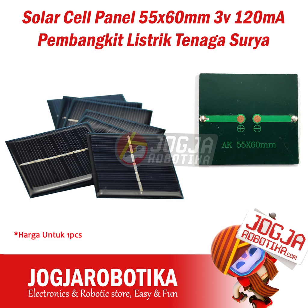 Jual Solar Cell Panel 55x60mm 3v 120mA Pembangkit Listrik Tenaga Surya ...