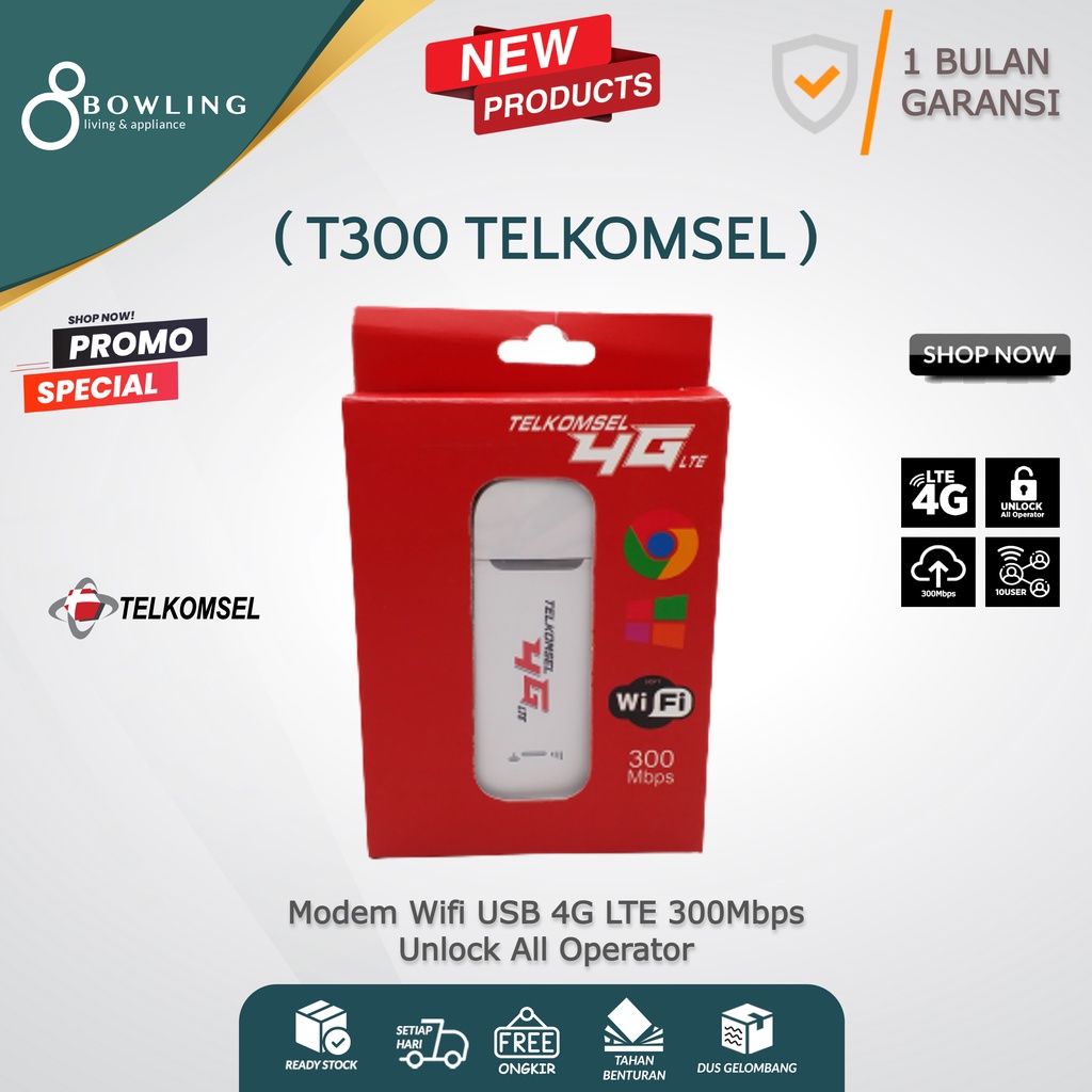Jual Modem Wifi USB 4G LTE 300Mbps Unlock All Operator GSM T300 Telkomsel | Shopee Indonesia