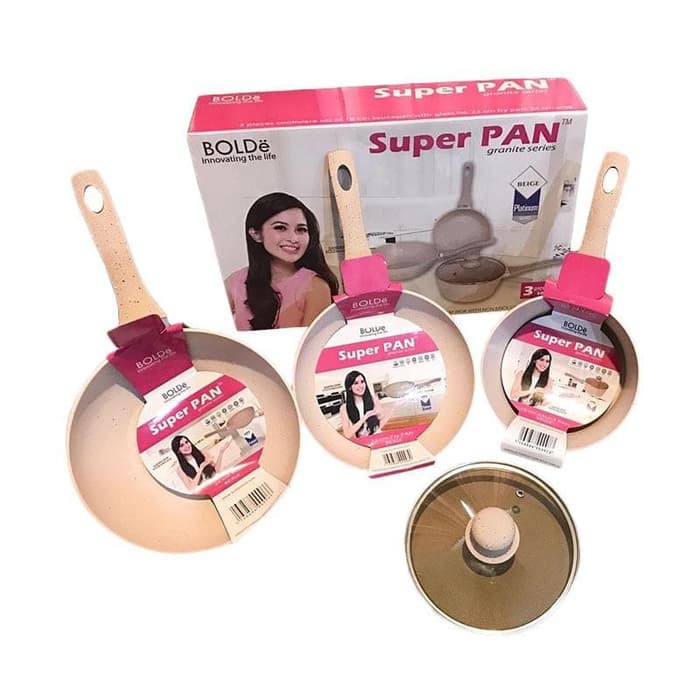 Jual Bolde Super Pan Granite Ceramic Cookware Set Beige Panci Frypan ...