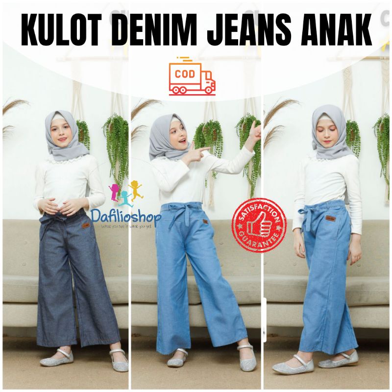 Jual Kulot Denim Jeans Anak Perempuan Tanggung Little Dino | Shopee ...
