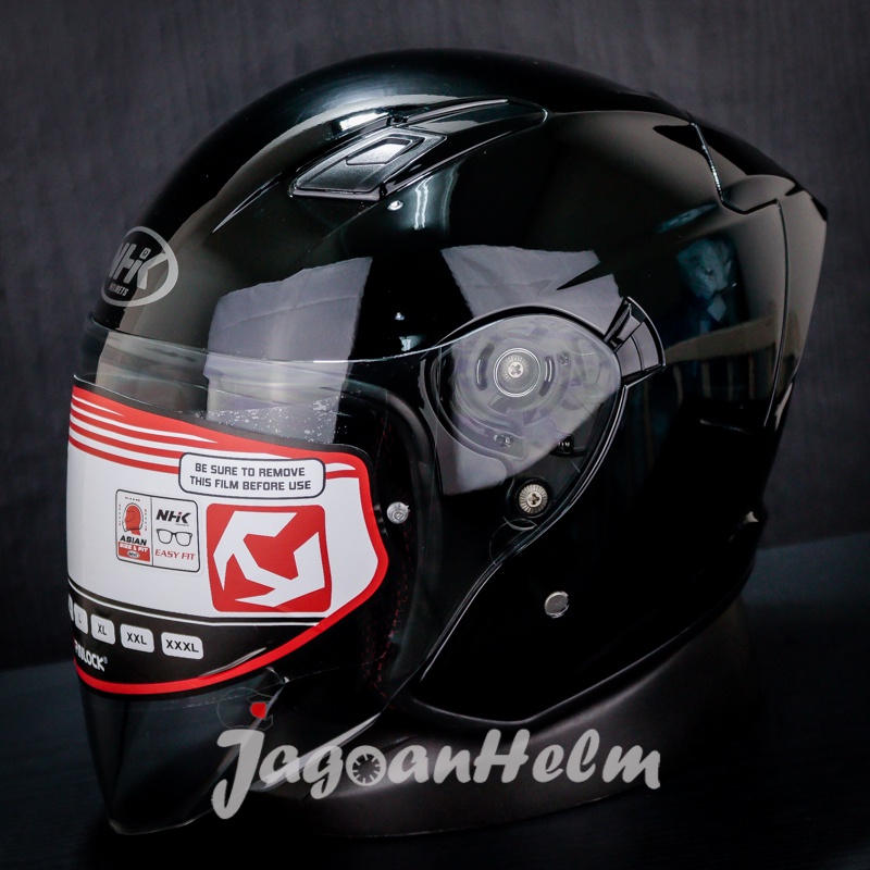 Jual NHK S1 GP PRO SOLID | BLACK GLOSSY | HALF FACE | DOUBLE VISOR ...