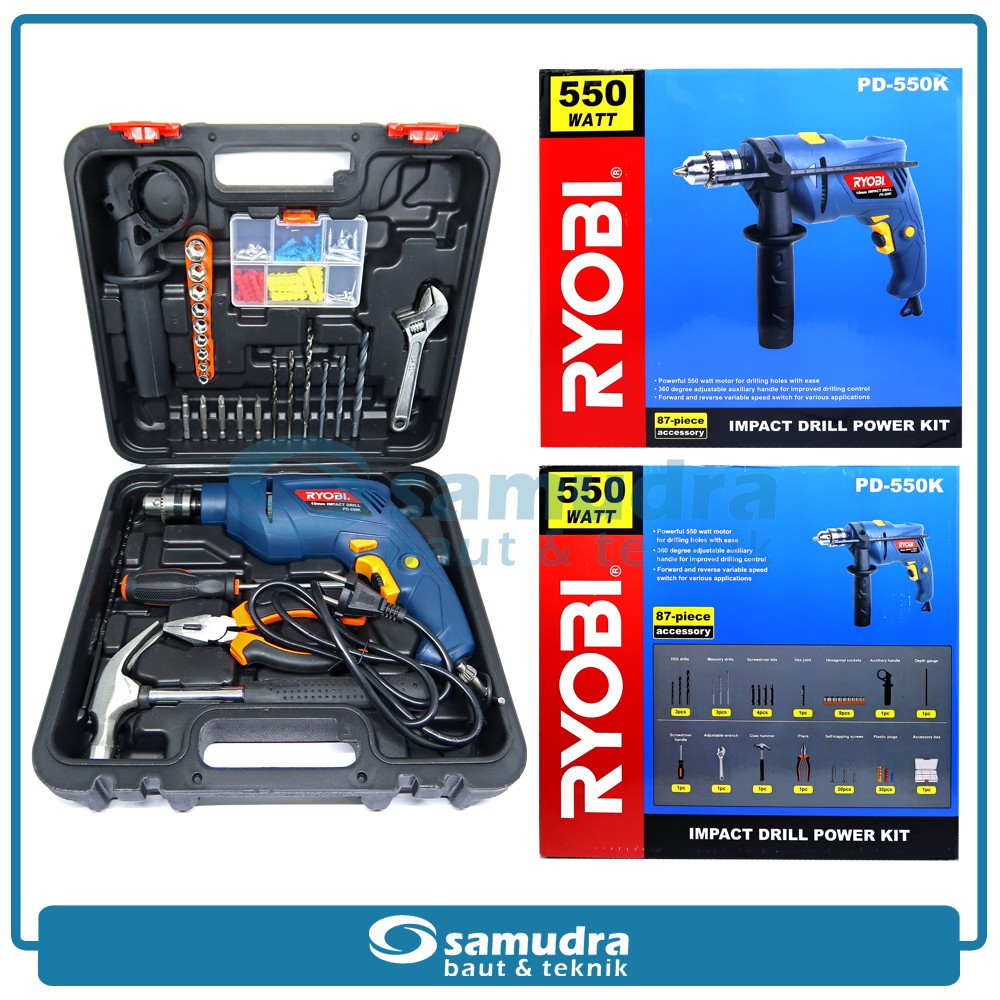 Jual RYOBI PD-550K Mesin Bor Listrik Tembok Beton Besi Kayu Set ...