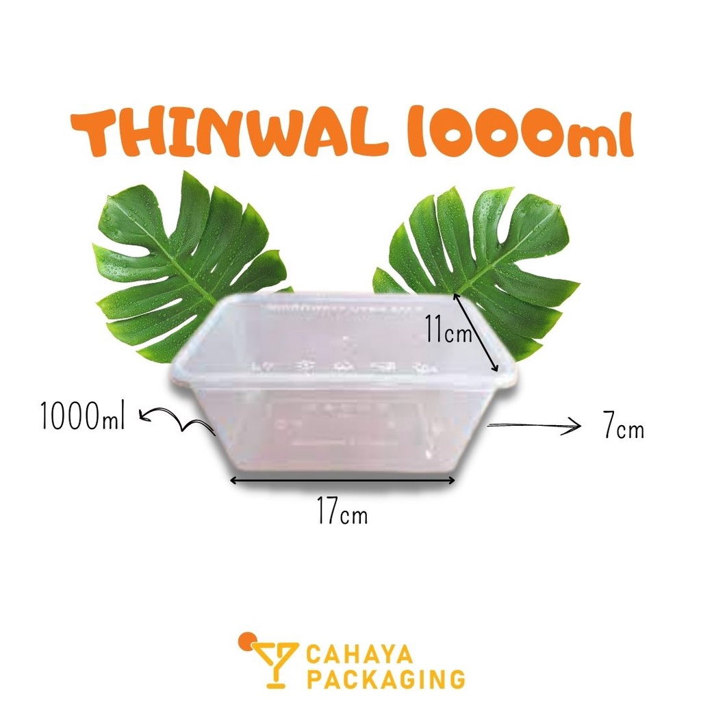Jual THINWALL 1000ML PERSEGI PANJANG / THINWALL FOOD CONTAINER KOTAK ...