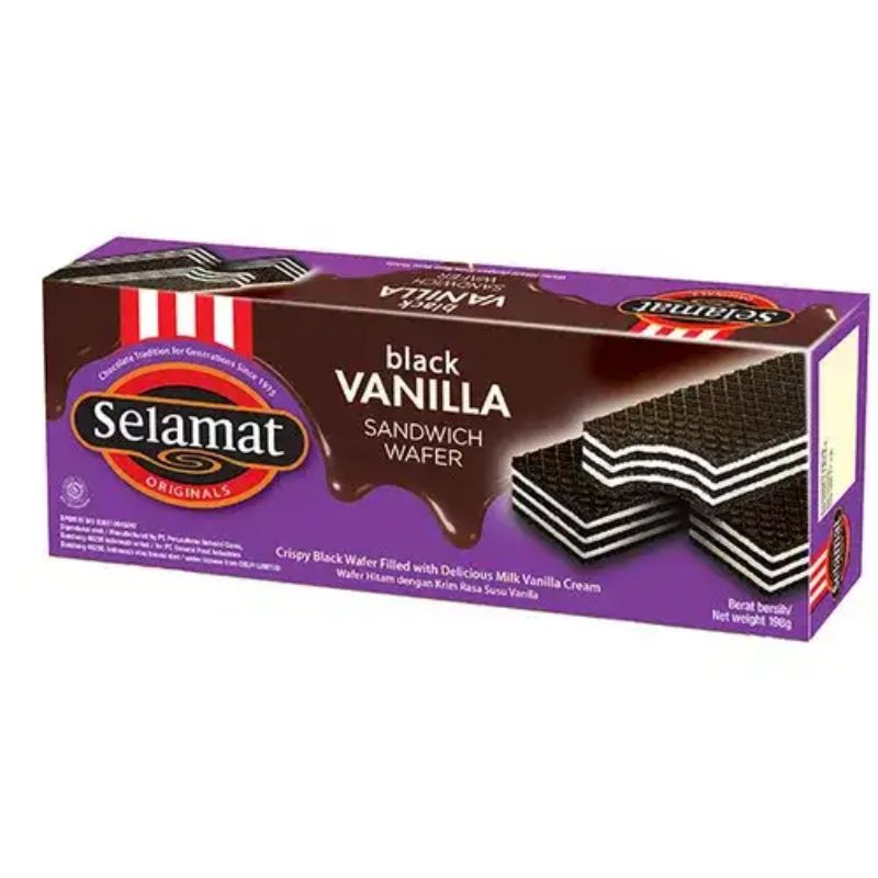 Jual Selamat Black Vanilla Sandwich Wafer 145g | Shopee Indonesia