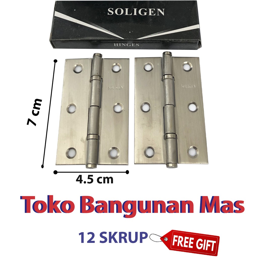 Jual Engsel Lemari 3 inch Stainless Steel Soligen / Engsel Kecil ...