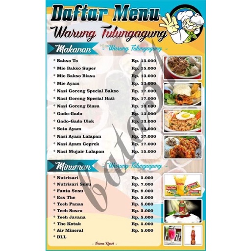 Jual Daftar Menu Makanan Ukuran A4 FREE LAMINASI | Shopee Indonesia