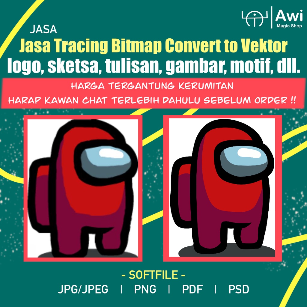 Jual Jasa edit tracing bitmap convert to vektor | Shopee Indonesia
