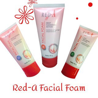 Jual RED A facial foam jerawat/normal/oily ukuran 40gr & 80GR | Shopee ...
