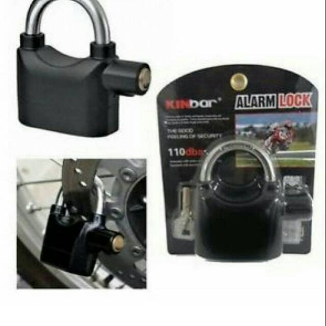 Jual Gembok Alarm KINBAR / Gembok anti maling Alarm lock /Gembok Motor ...