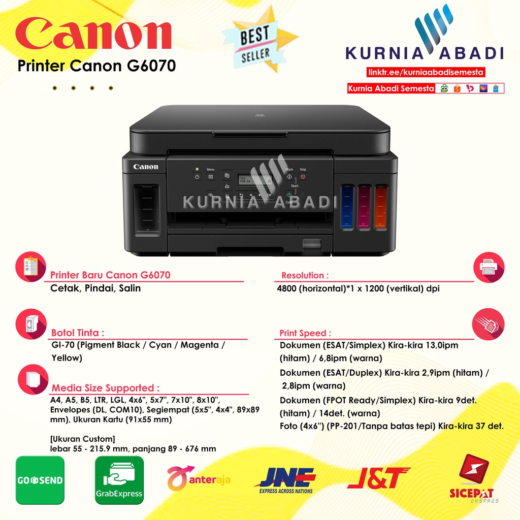 Jual Printer Canon PIXMA G6070 Ink Tank Wireless All-In-One | Shopee ...