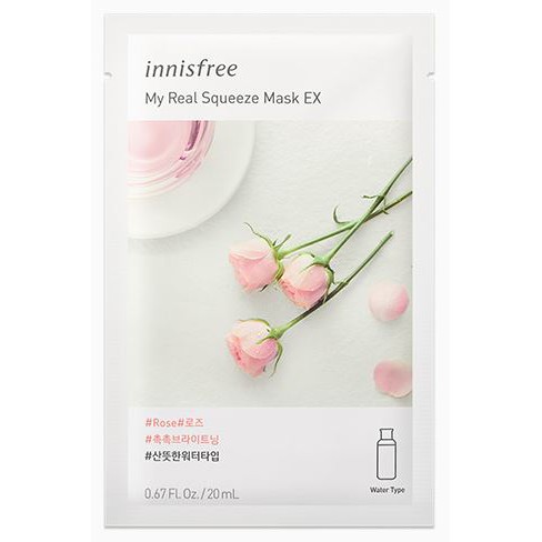 Jual Original Korea Innisfree - My Real Squeeze Mask 20ml ROSE Masker Sheet Mencerahkan | Shopee ...