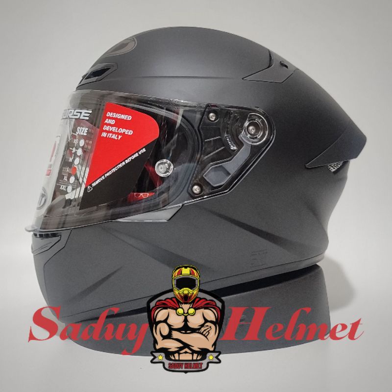 Jual KYT TT COURSE SOLID BLACK MATT / HITAM DOP - HELM FULL FACE KYT TTC | Shopee Indonesia