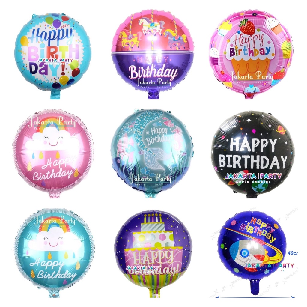Jual Balon Foil Bulat Happy Birthday / Balon Bulat HBD / Foil Bulat HBD ...