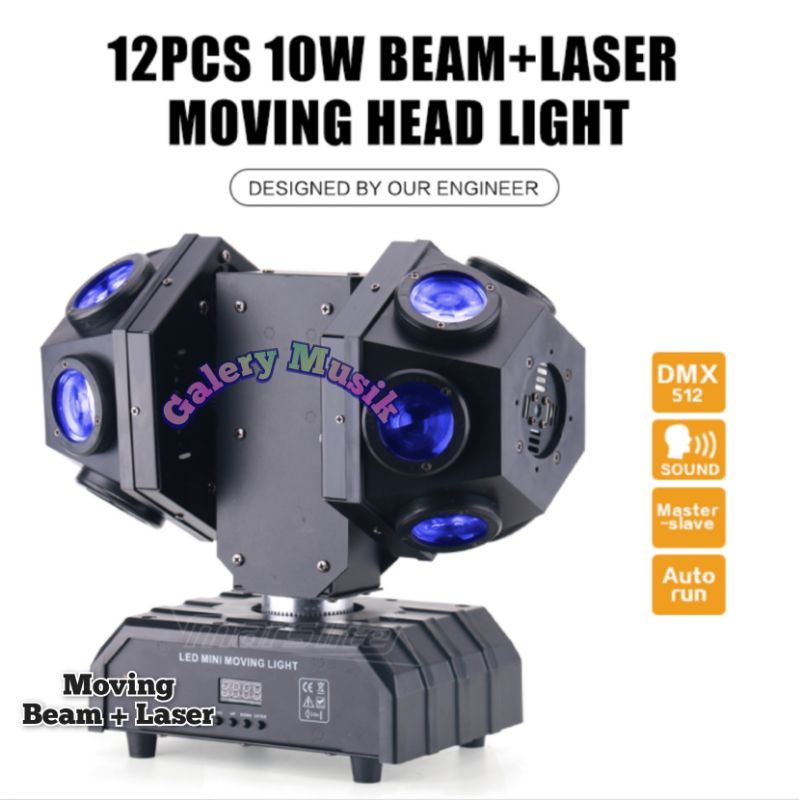 Jual Moving head light double ball12x10watt 4in1 fullcolor + laser good ...