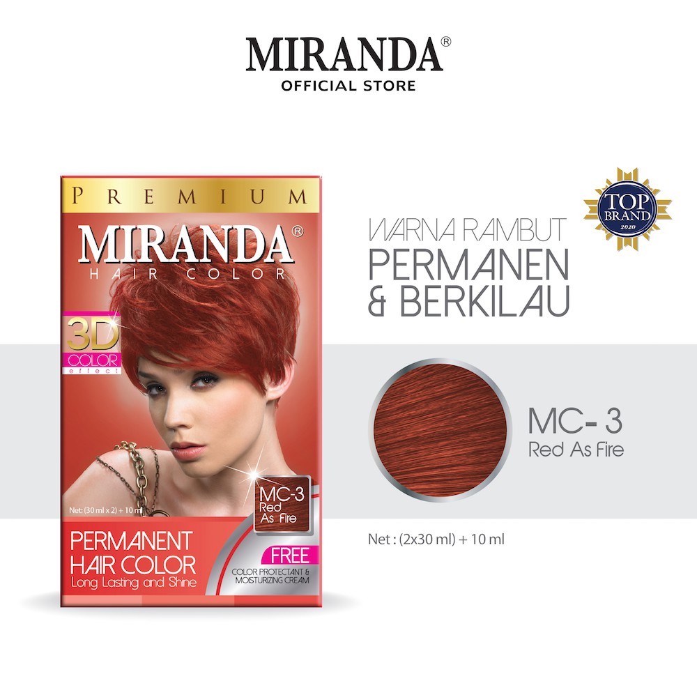 Jual Miranda Hair Color (Cat Rambut Permanen) MC3 Red As Fire 30ml ...