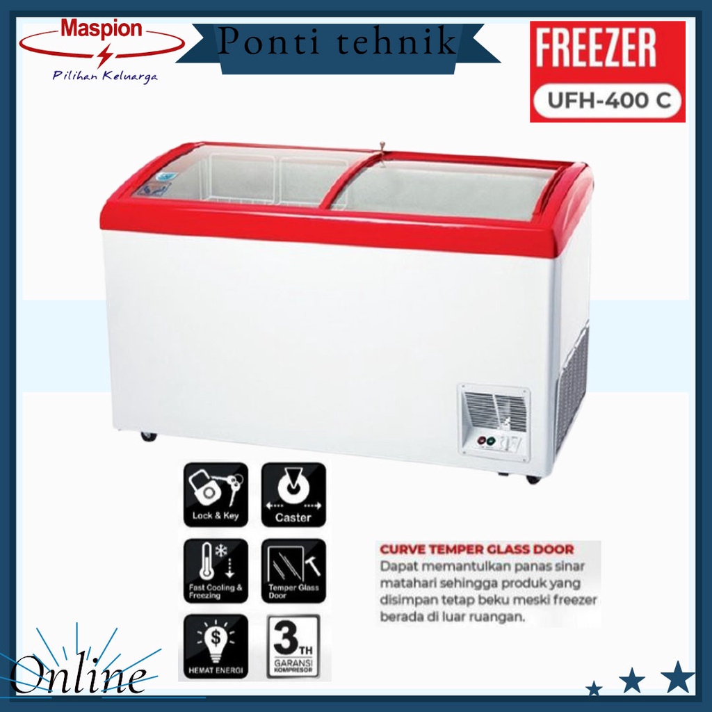 Jual FREEZER BOX MASPION UFH-400C SLIDING 400 LITER | Shopee Indonesia