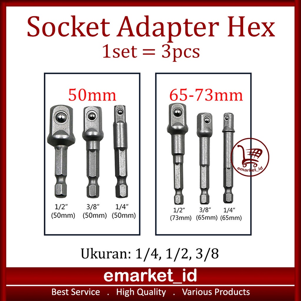 Jual Adapter Kepala Bor Hex Socket 1/4 1/2 3/8 Impact Driver / Adaptor ...
