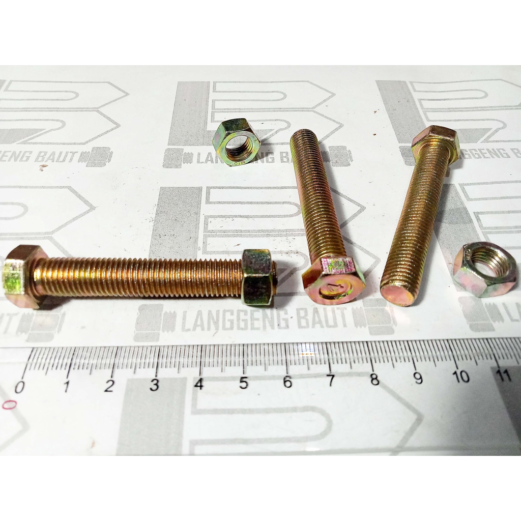 Jual Baut Mur M10 x 60 Kuning / Baut Kunci 14 Panjang 6cm M10x60 | Shopee Indonesia