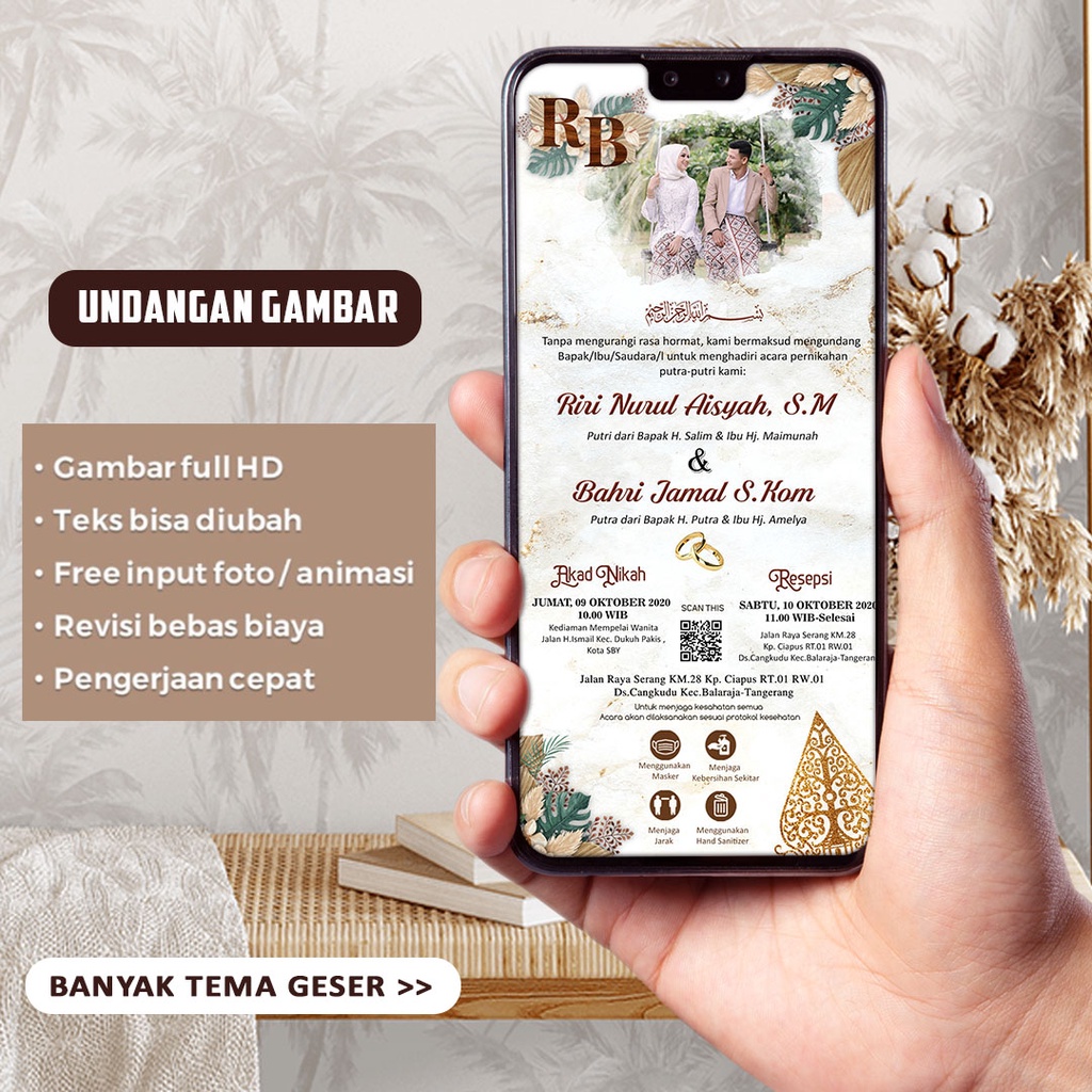 Jual [New Desain] Undangan Digital Pernikahan Gambar Flowers Rustic ...