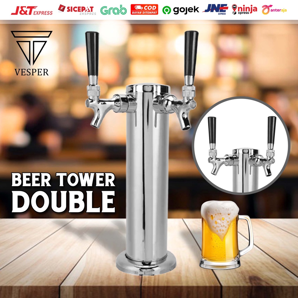 Jual beer tower single double triple tap standard version / kegerator dispenser faucet / kran ...