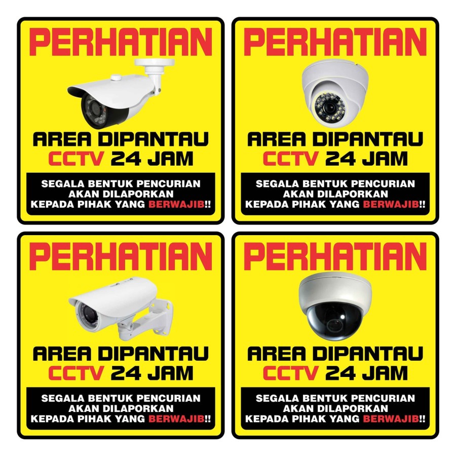 Jual stiker sign label CCTV area dipantau 24 jam 16x16cm bhn chromo ...