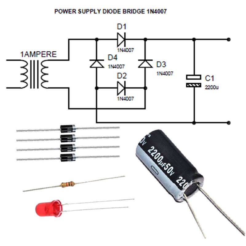 Jual Satu paket komponen power supply diode bridge 1N4007 | Shopee ...