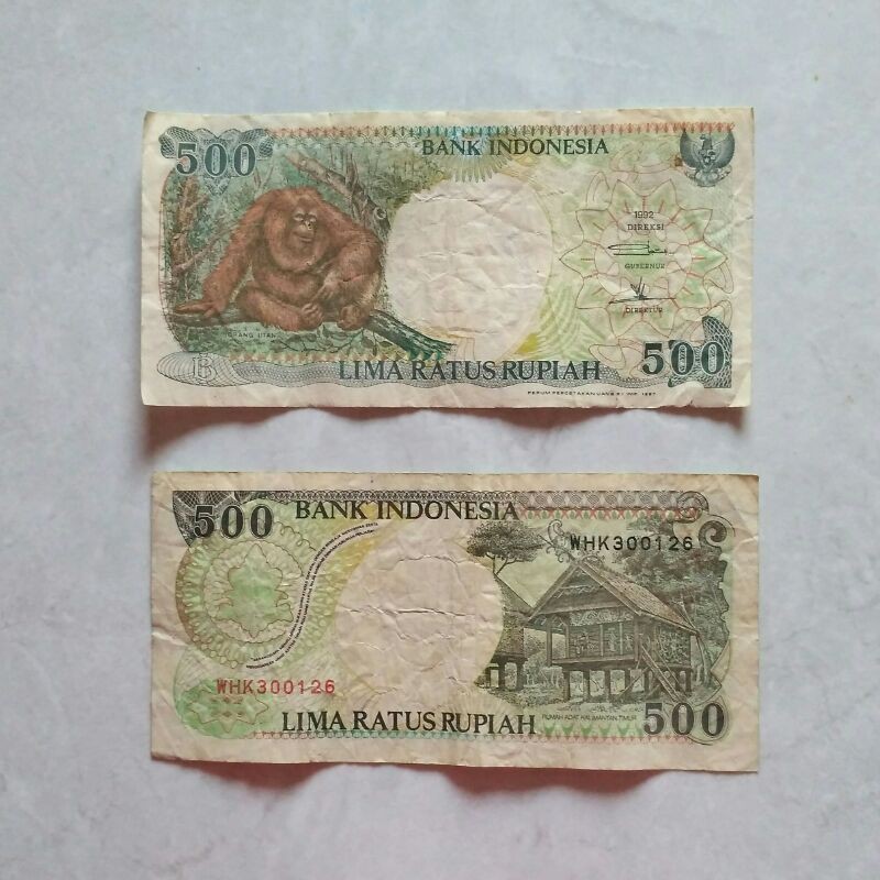 Jual Uang Kertas Kuno Koleksi 500 Rupiah Orang Utan | Shopee Indonesia