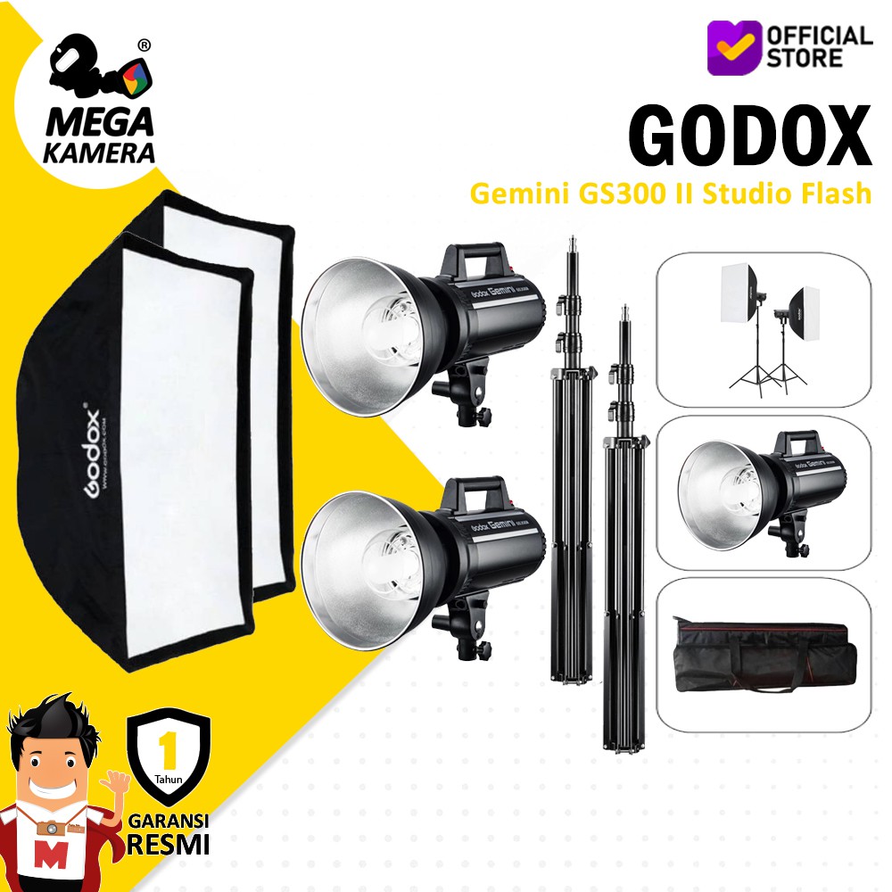 Jual Paket Godox Studio Kit Flash Gemini GS300 II - SoftBox Light Stand ...
