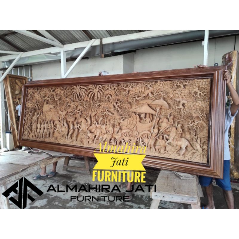 Jual Hiasan Dinding Ukiran Relief 3D Dari Kayu Jati Asli | Shopee Indonesia