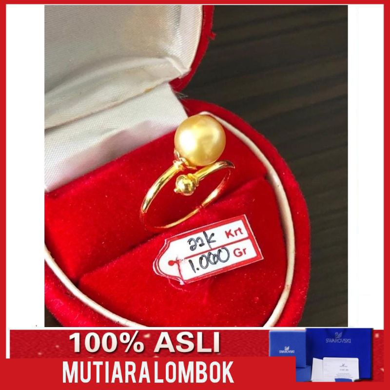 Jual cincin emas 22 karat kadar 91.6% mutiara laut asli mutiara lombok ...