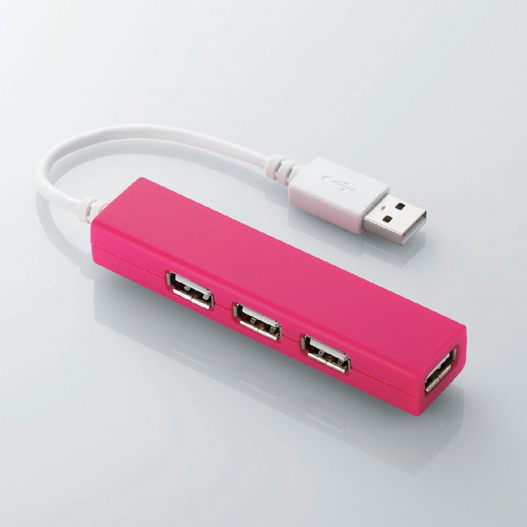 Jual Elecom USB HUB 4Port For USB2.0 Colorful Bus Power 9cm - PINK ...
