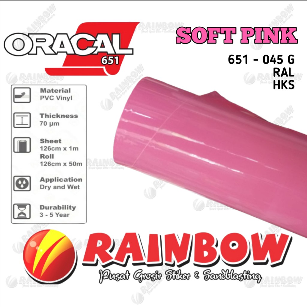 Jual Stiker / Sticker ORACAL 651 045 Soft Pink GLOSSY / MATTE | Rainbow ...