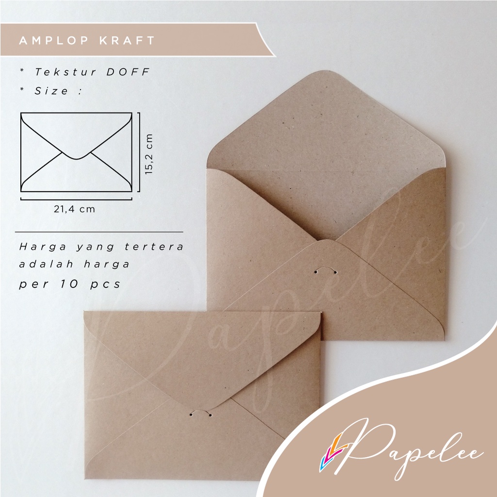 Jual [10pcs] AMPLOP UNDANGAN KERTAS KRAFT 200 gsm UKURAN 21,4x15,2cm ...