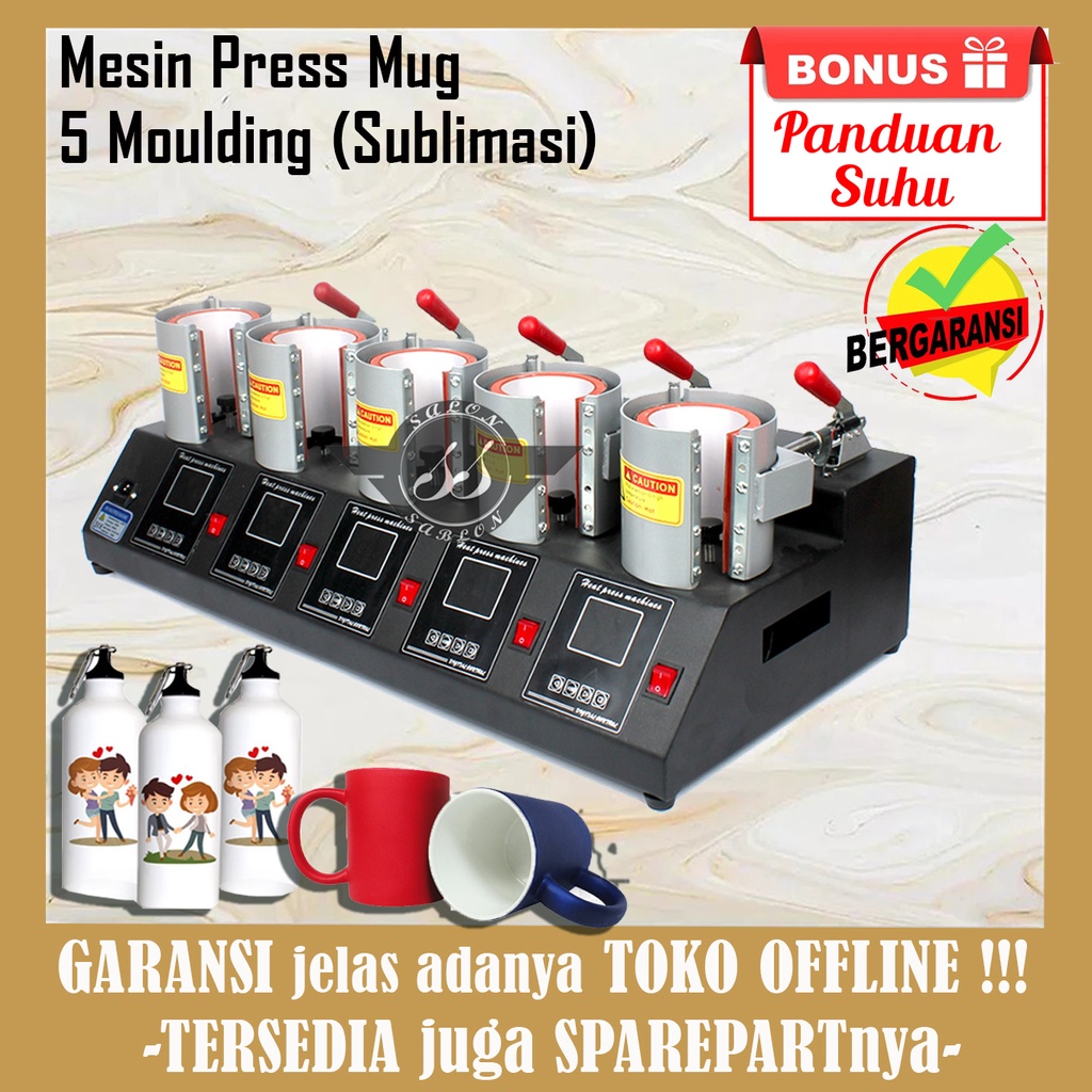 Jual Mesin Press Mug 5 Moulding / 5 in 1 / Press Gelas 5 Pencetakan ...