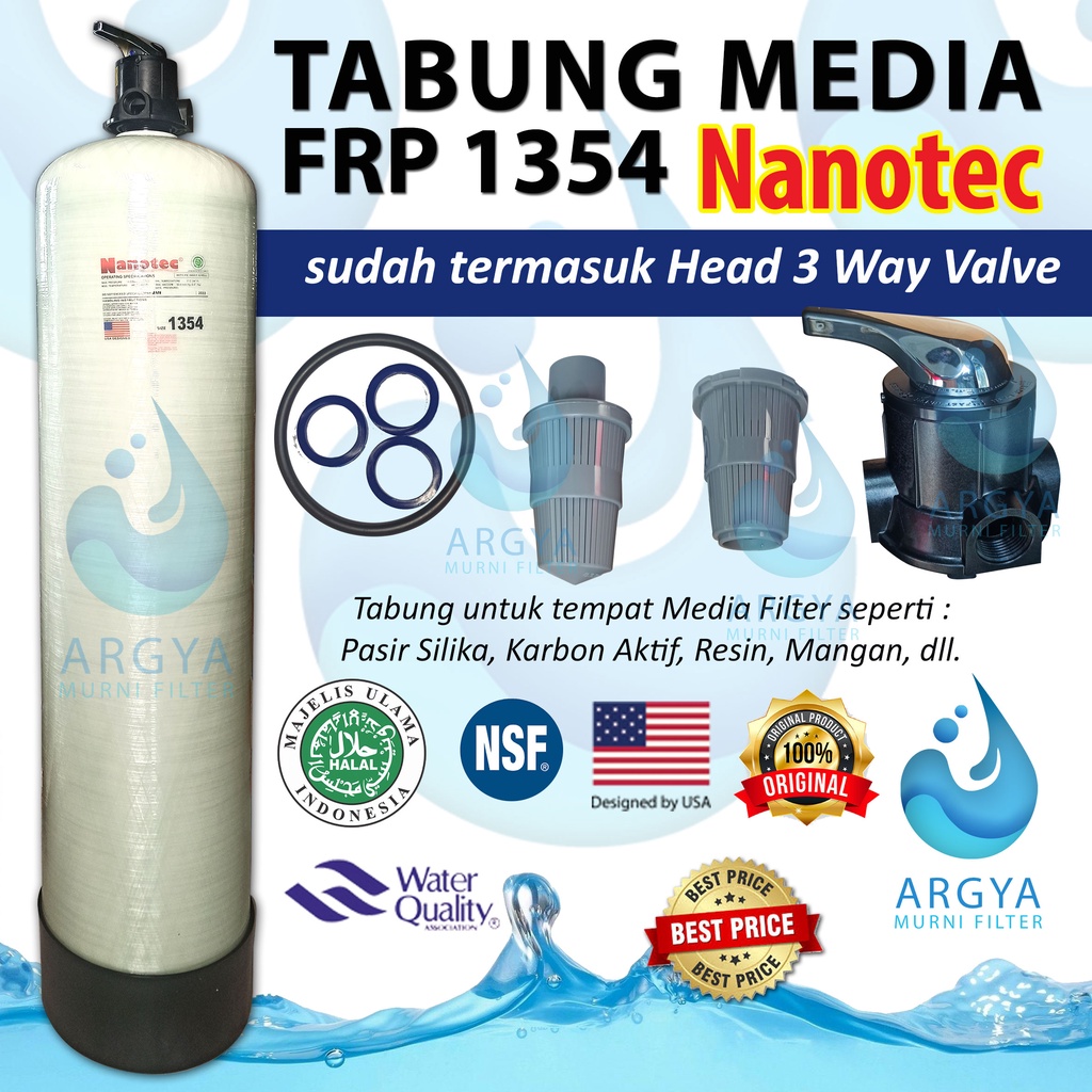 Jual Tabung Filter Media FRP 1354 Nanotec + Head 3 Way Valve | Shopee Indonesia