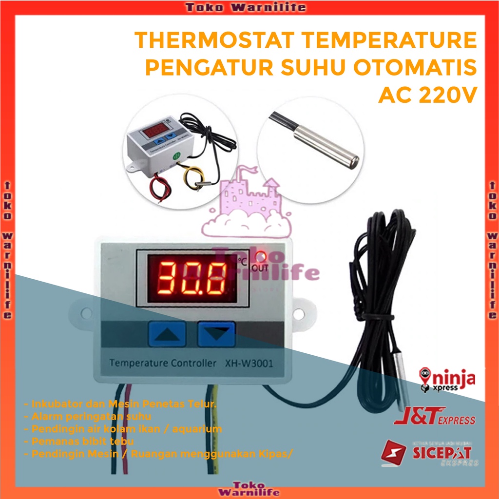 Jual Thermostat Digital AC 220V XH W3001 Termostat Alat Pengatur Suhu Panas Dingin Mesin Tetas ...