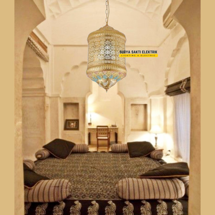 Jual LAMPU GANTUNG MAROKO PERSIA ARAB 3 LAMPU HIAS RUANG MUSHOLA WARNA ...