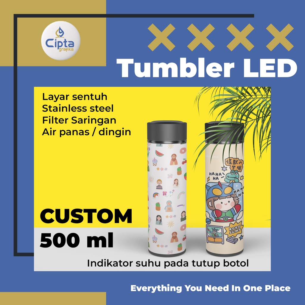Jual TUMBLER CUSTOM/TUMBLER SUHU&LED/CUSTOM NAMA/PRINT LOGO/AESTHETIC ...