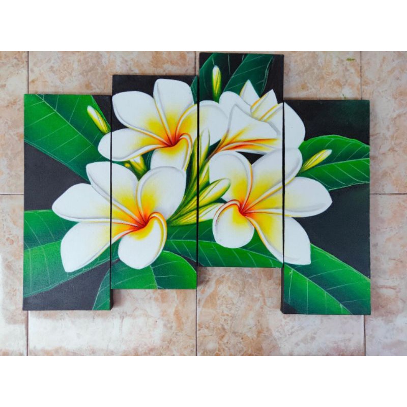 Jual Hiasan dinding lukisan panel bunga Kamboja Bali 4in1 | Shopee ...